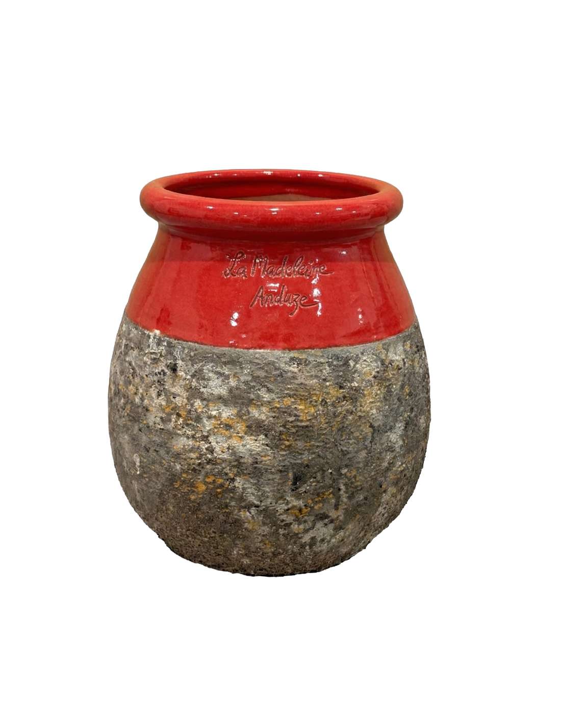 Drop shape Biot jar red collar Provence patina Height 30cm
